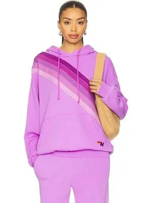 Aviator Nation Cross Stripe Relaxed Pullover Hoodie Neon Purple & Purple