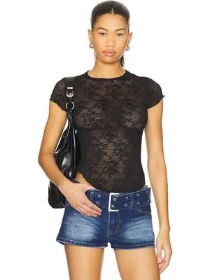 Free People Ready To Go Lace Tee - Black