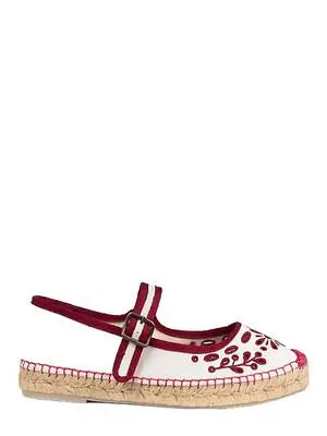 Penelope Chilvers Flora Broderie Espadrille Mary Jane Flats - Ivory