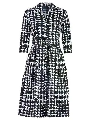 Samantha Sung Geometric-print Midi Shirt Dress - White