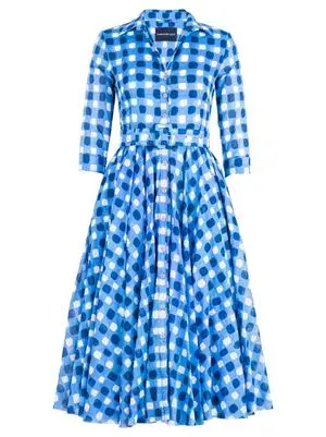 Samantha Sung Check-pattern Midi Shirt Dress - Blue