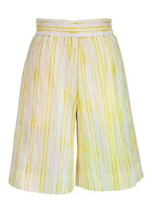 ODEEH Striped Knee-length Shorts - Yellow