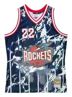 Mitchell & Ness Clyde Drexler Houston Rockets 1996 Marble Vest - Blue