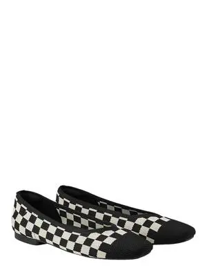 Vivaia Square-toe V-cut Flats - Checker