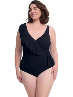 GOTTEX Tutti Frutti Ruffle One-piece Swimsuit - Black