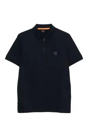 BOSS Stretch-cotton Slim-fit Polo Shirt With Logo Patch Blue