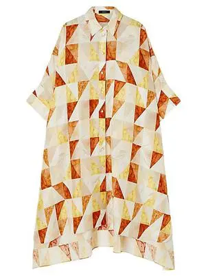 JOSEPH Dania Marble-print Silk Midi Dress - Sundown Combo