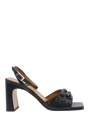 ANGEL ALARCON 85mm Leather Heeled Sandals - Black
