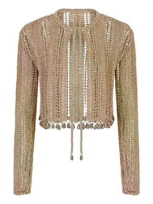 Rabanne Crochet Knit Cardigan - Gold