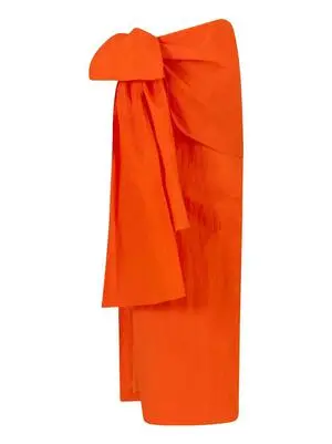 Rosie Assoulin Silk Midi Skirt - Orange