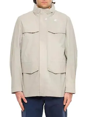 K-WAY Logo-patch Coat - Neutrals