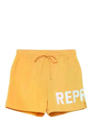 REPRESENT Logo-print Swim Shorts - Yellow