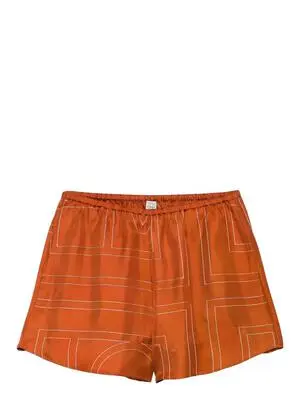 TOTEME Monogram Silk Shorts - Brown