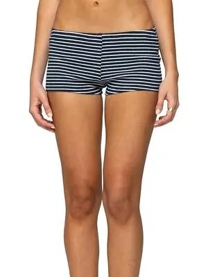 EDIKTED Striped Ribbed Micro Shorts - Navy And White