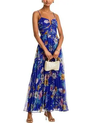 Aqua Watercolor Maxi Dress - Cobalt Blue Multi