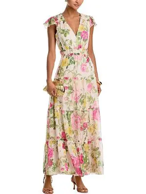 Aqua Blooming Maxi Dress - White Multi