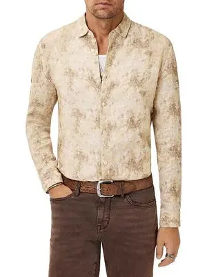 John Varvatos Luca Regular Fit Linen Shirt - Natural