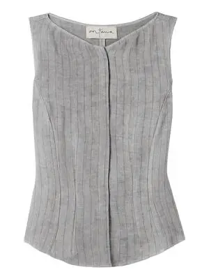 CORTANA Lupe Striped Linen Vest - Gray