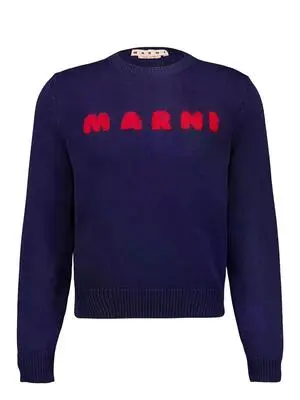 Marni Logo-embroidered Pullover - Blue