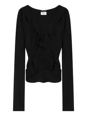Saint Laurent Silk V-neck Blouse - Black