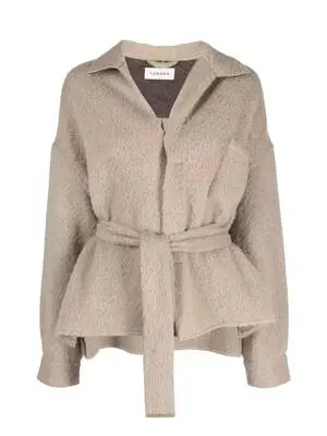 TANAKA V-Neck Belted Fleece Cardigan Coat