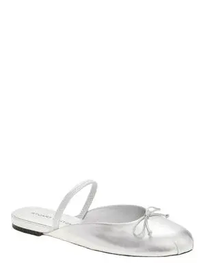 STUART WEITZMAN Prima Bow Ballet Mule Silver