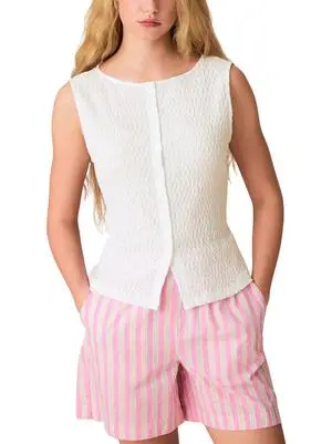NEXT Textured Sleeveless Button-front Top - White