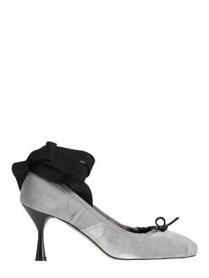 DIVINE FOLLIE Velvet Bow Detailed Pumps - Light Grey