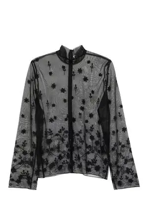 TOTEME Floral-embroidered Shirt - Black