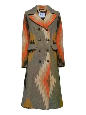BAZAR DELUXE Intarsia-pattern Virgin Wool Coat - Brown