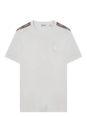 Burberry T Shirt With Check Patterned Stripe - White