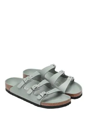 BIRKENSTOCK Florida Leather Slippers - Green
