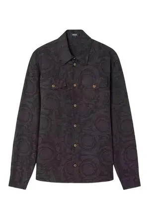Versace Barocco Jacquard Chambray Shirt - Black