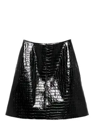 TOTEME Crocodile-embossed A-line Skirt - Black
