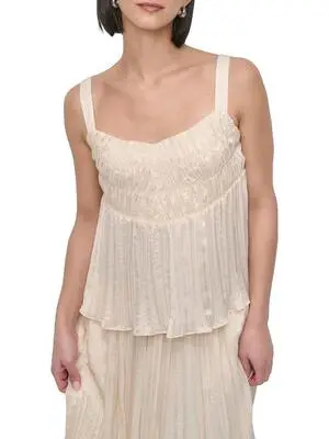 Dkny Crushed Pleats Sleeveless Top Coconut