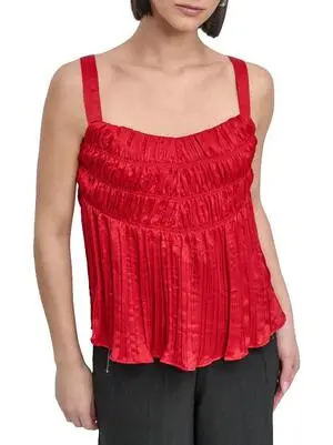 Dkny Crushed Pleats Sleeveless Top Summer Cherry