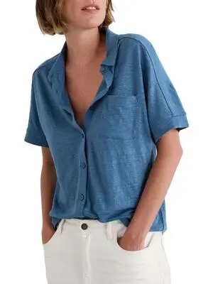 SEASALT CORNWALL Parsley Fern Linen Button-Up Shirt