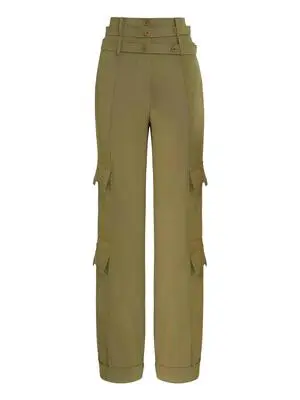 GLORIA COELHO Layered Cargo Trousers - Green