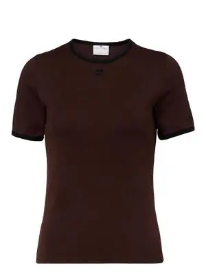 COURREGES Logo Cotton T-shirt - Brown