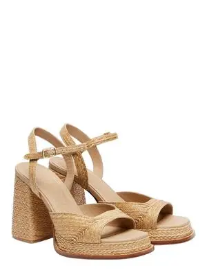 SOULIERS MARTINEZ Gracia 95 Raffia Platform Sandals