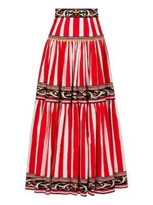 Dolce & Gabbana Taormina Striped Cotton Maxi Skirt - Multicoloured