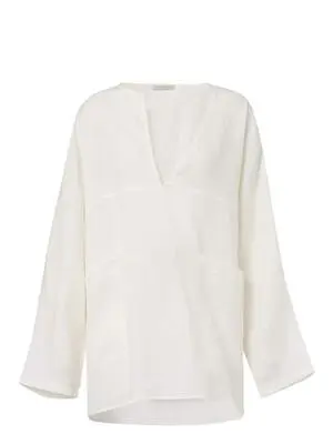 Asceno Oversized Linen Top - White
