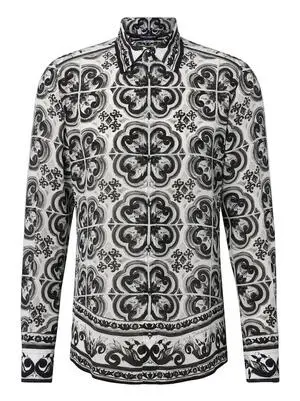Dolce & Gabbana Martini Majolica Silk Twill Shirt - Black