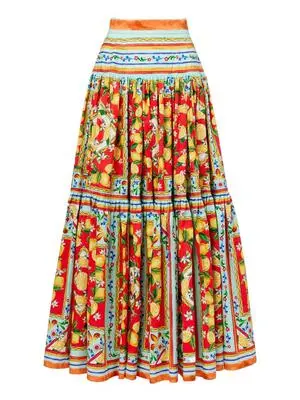 Dolce & Gabbana Taormina Printed Cotton Maxi Skirt - Multicoloured
