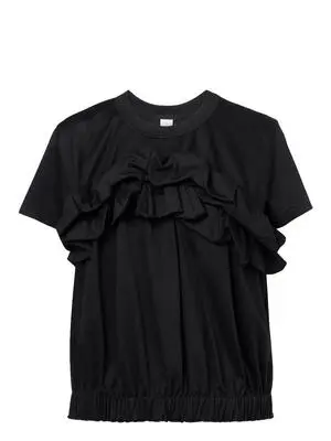Noir Kei Ninomiya Ruffled Cotton Top - Black