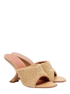 Amina Muaddi Taylor 90 Raffia-effect Mules - Beige
