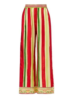 Dolce & Gabbana High-rise Striped Silk Palazzo Pants - Multicoloured