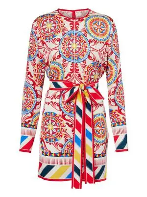 Dolce & Gabbana Belted Printed Silk Top - Multicoloured