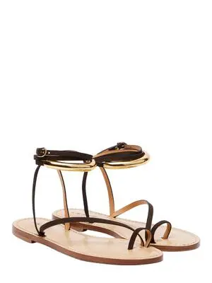 AMANU Kalahari Leather Sandals With Gold-tone Hardware - Brown