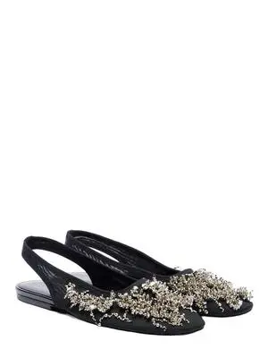 Dries Van Noten Embellished Slingback Flats - Black
